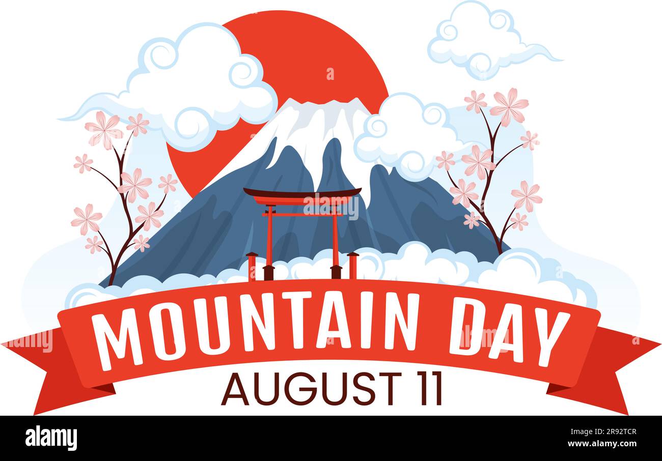 Mountain Day in Japan Vector Illustration on August 11 with Mount Fuji ...