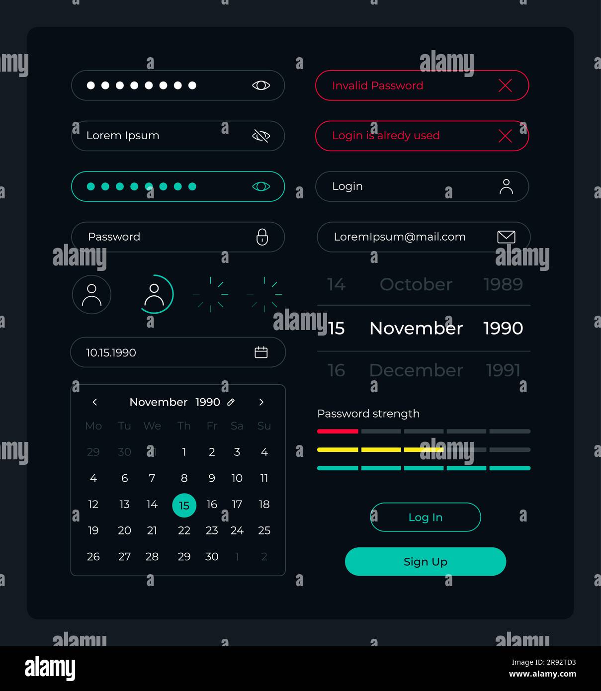 Signing up UI elements kit Stock Vector Image & Art - Alamy