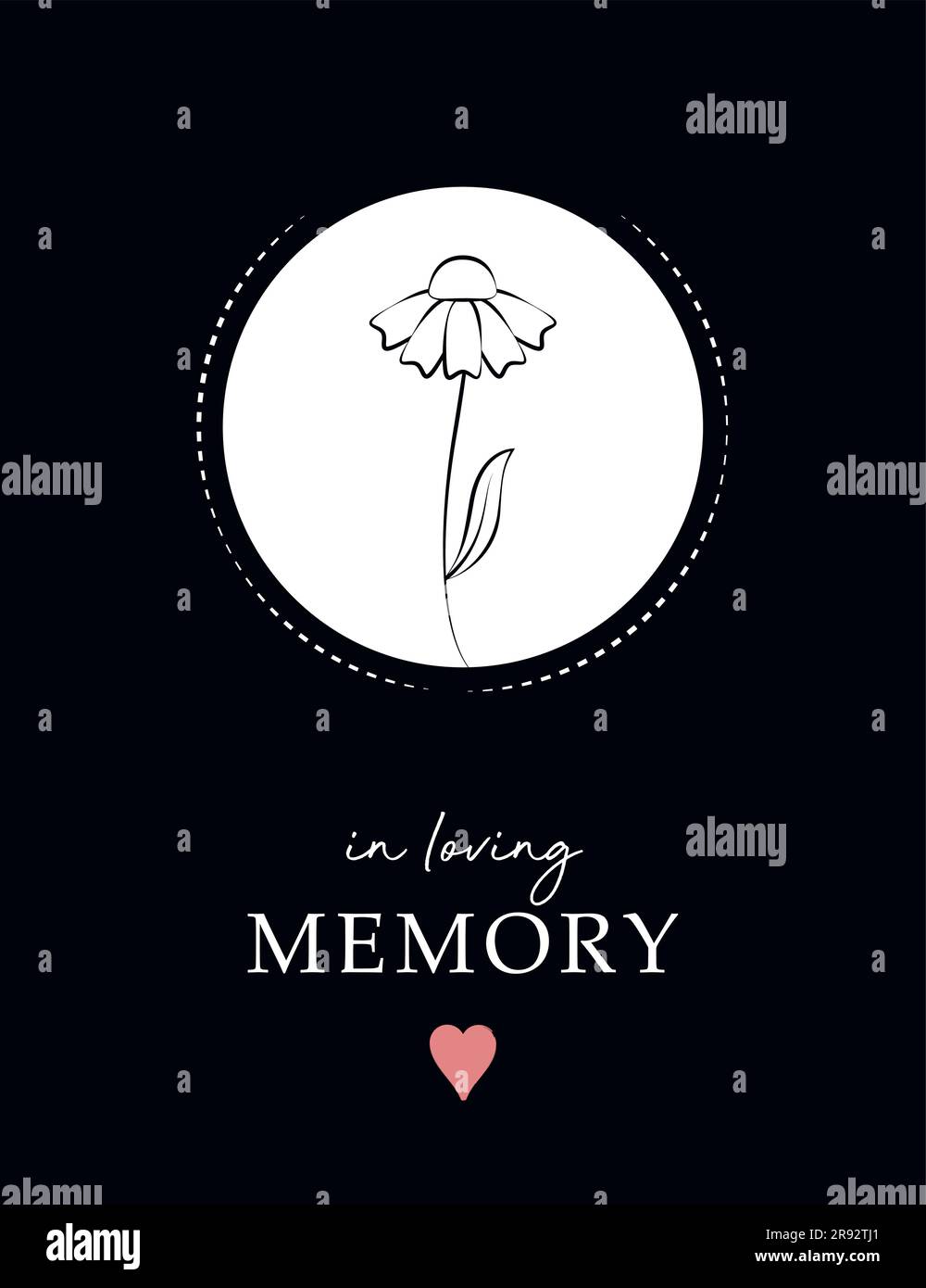condolence card with flower outline in loving memory Stock Vector Image ...