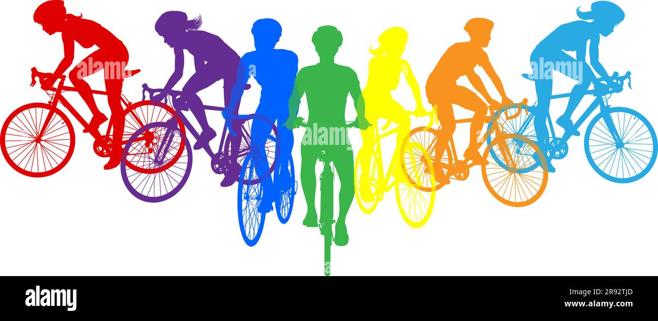 Black cyclists group Stock Vector Images - Alamy