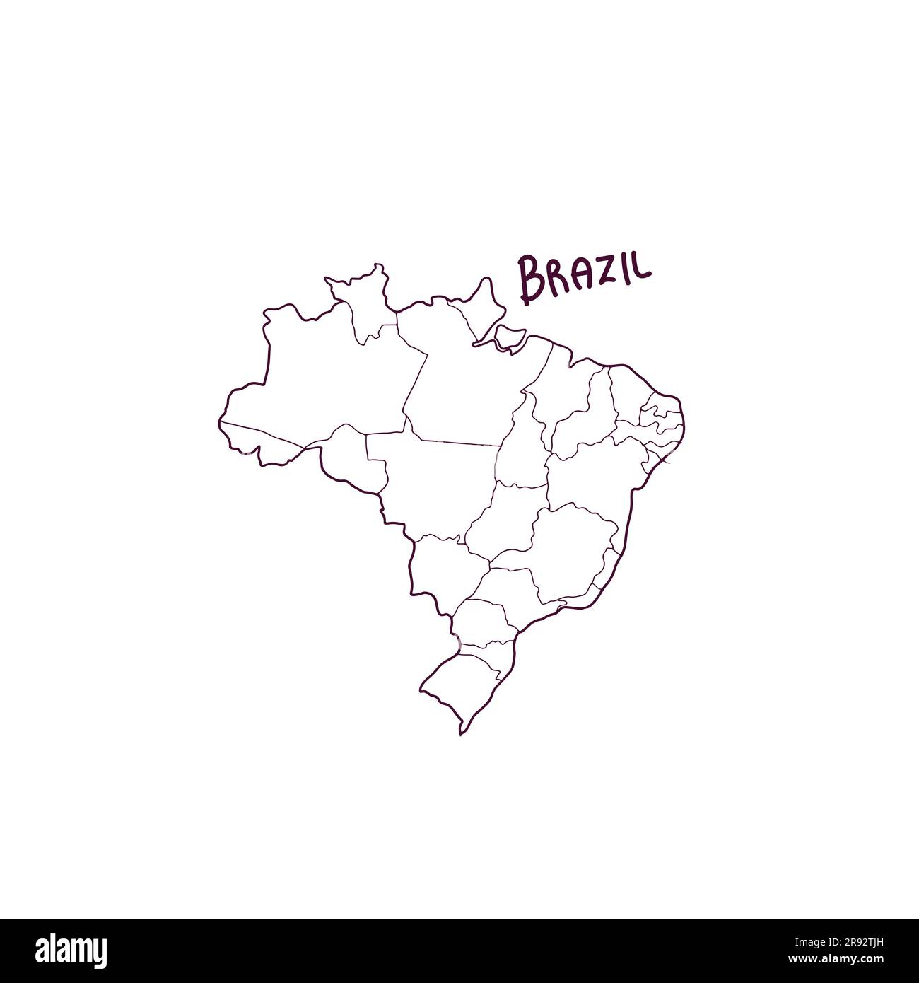Hand Drawn Doodle Map Of Brazil. Vector Illustration Stock Vector Image ...
