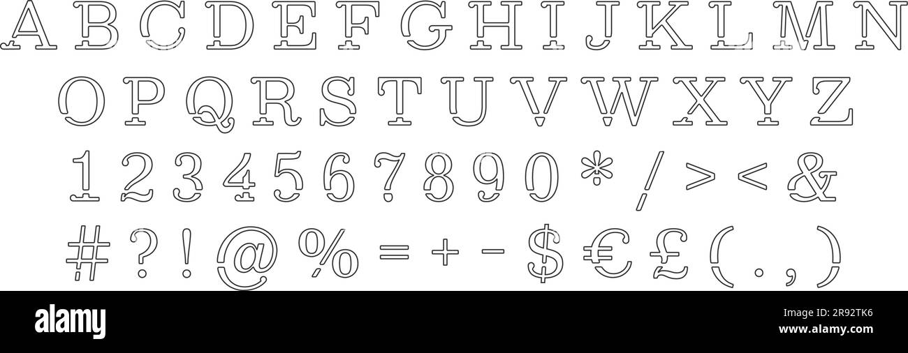 Black classic line style alphabet set Stock Vector Image & Art - Alamy