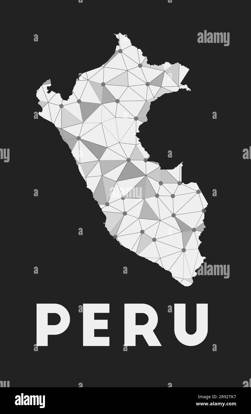 Peru - communication network map of country. Peru trendy geometric ...