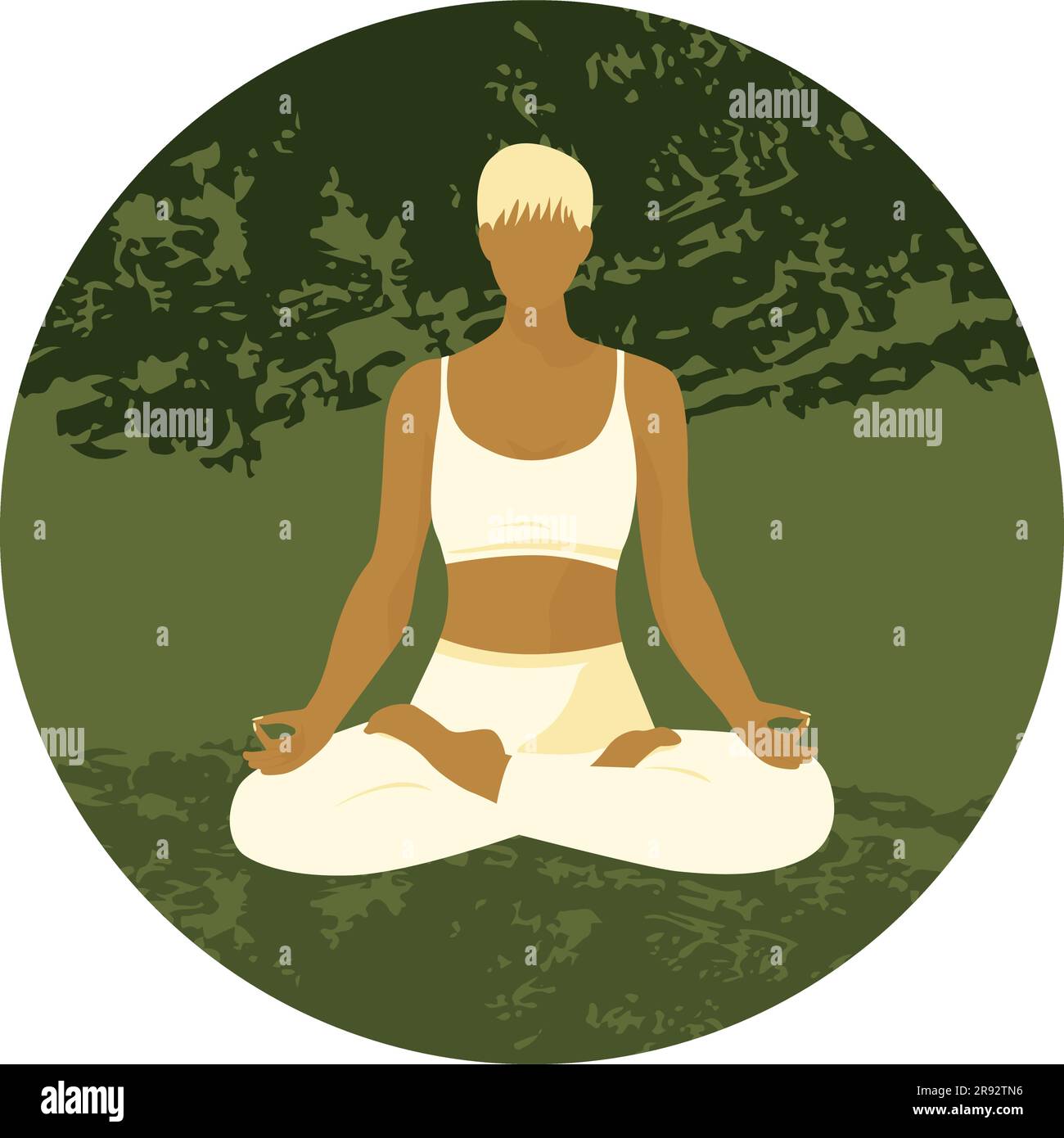 Young beautiful woman practicing lotus asana. Circle vector ...