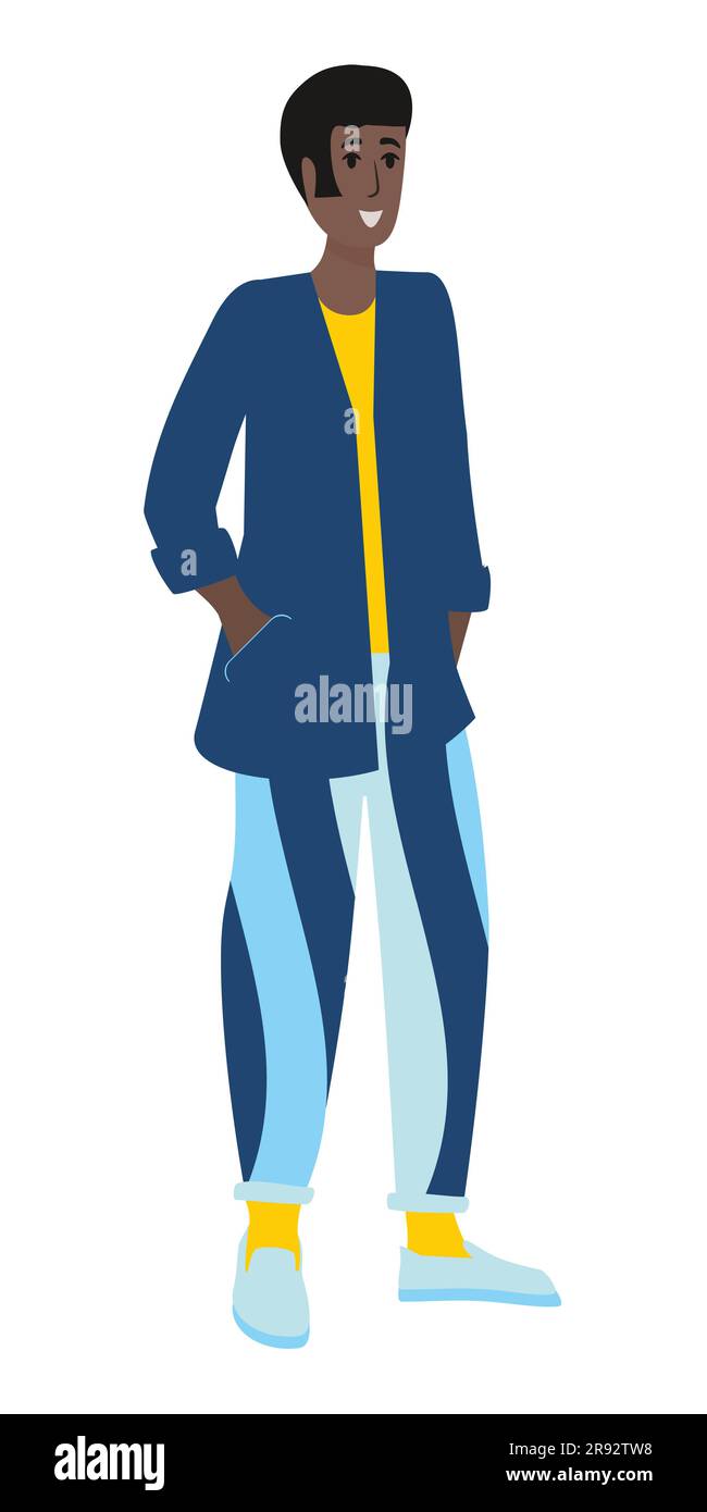 Man Full Height Portrait Design Element Vertical Vector Illustration