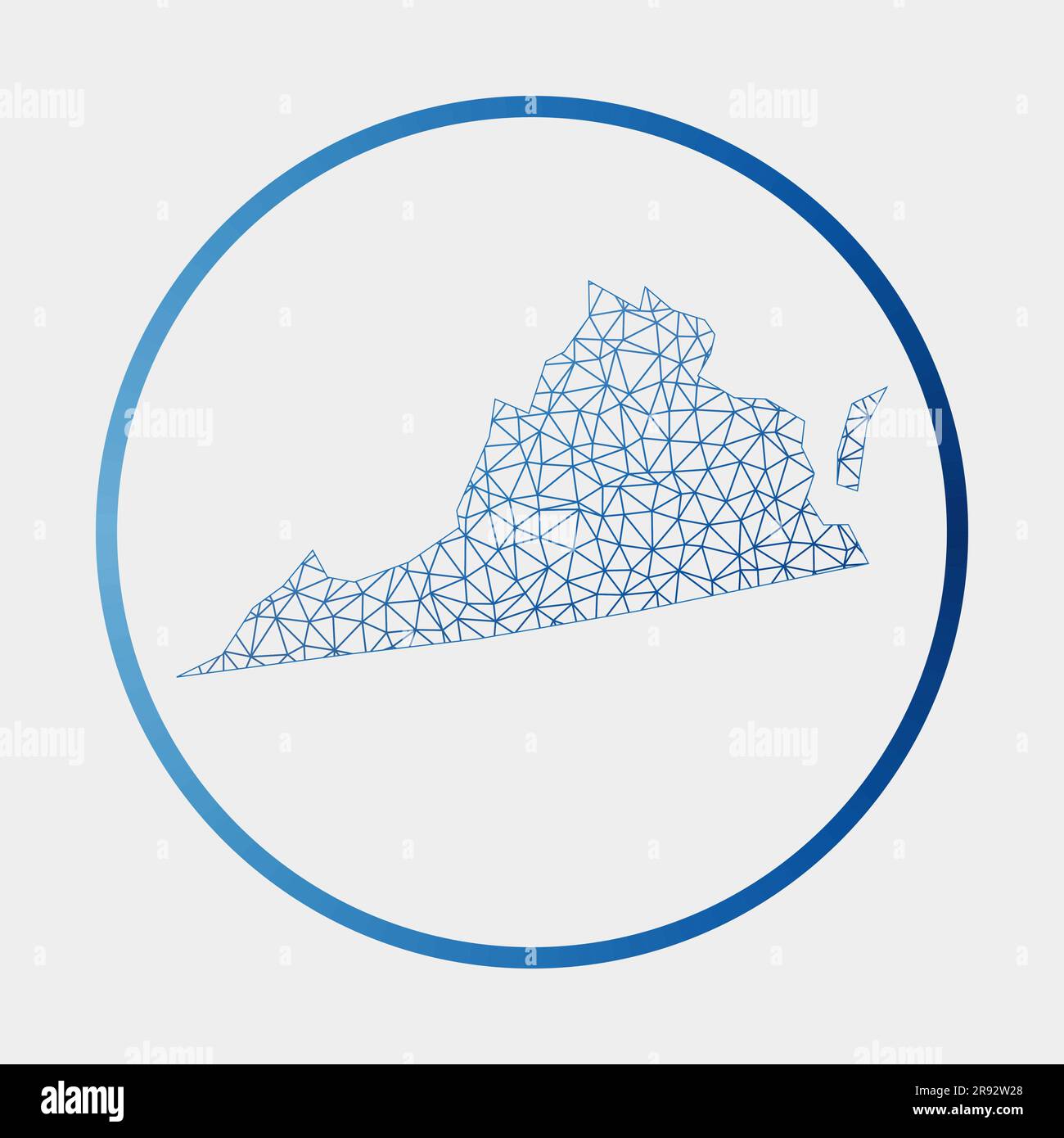 Virginia icon. Network map of the US state. Round Virginia sign with ...