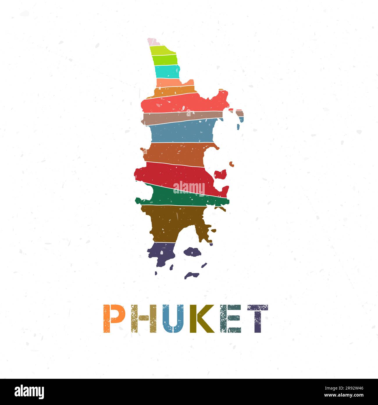 Phuket map design. Shape of the island with beautiful geometric waves ...