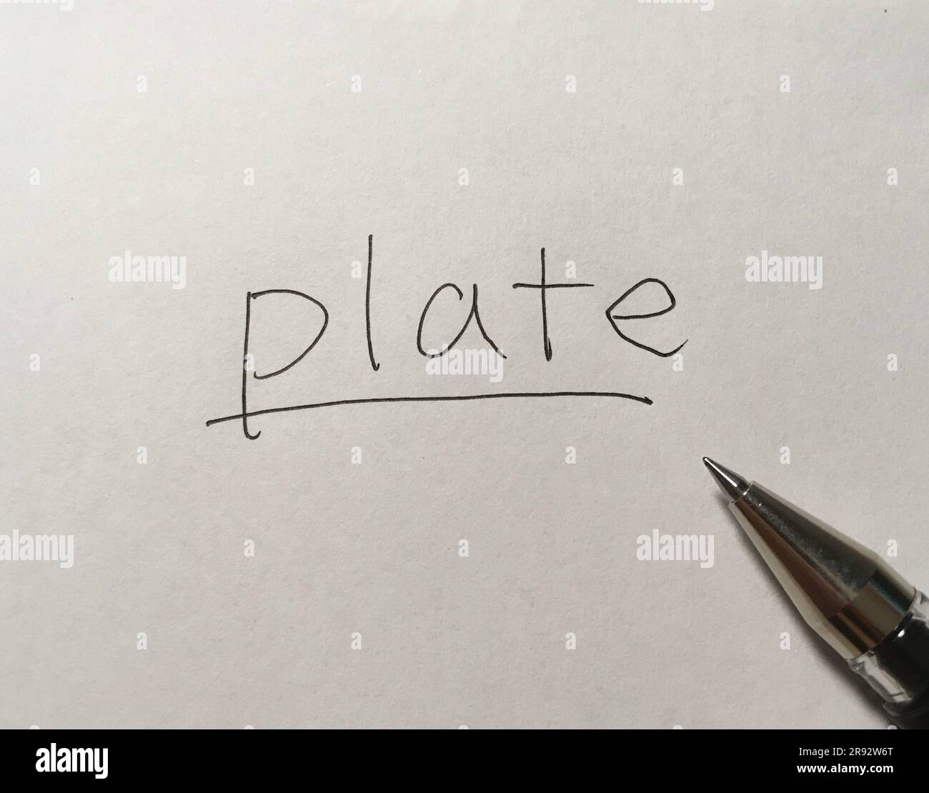 Plate concept word on paper background Stock Photo - Alamy