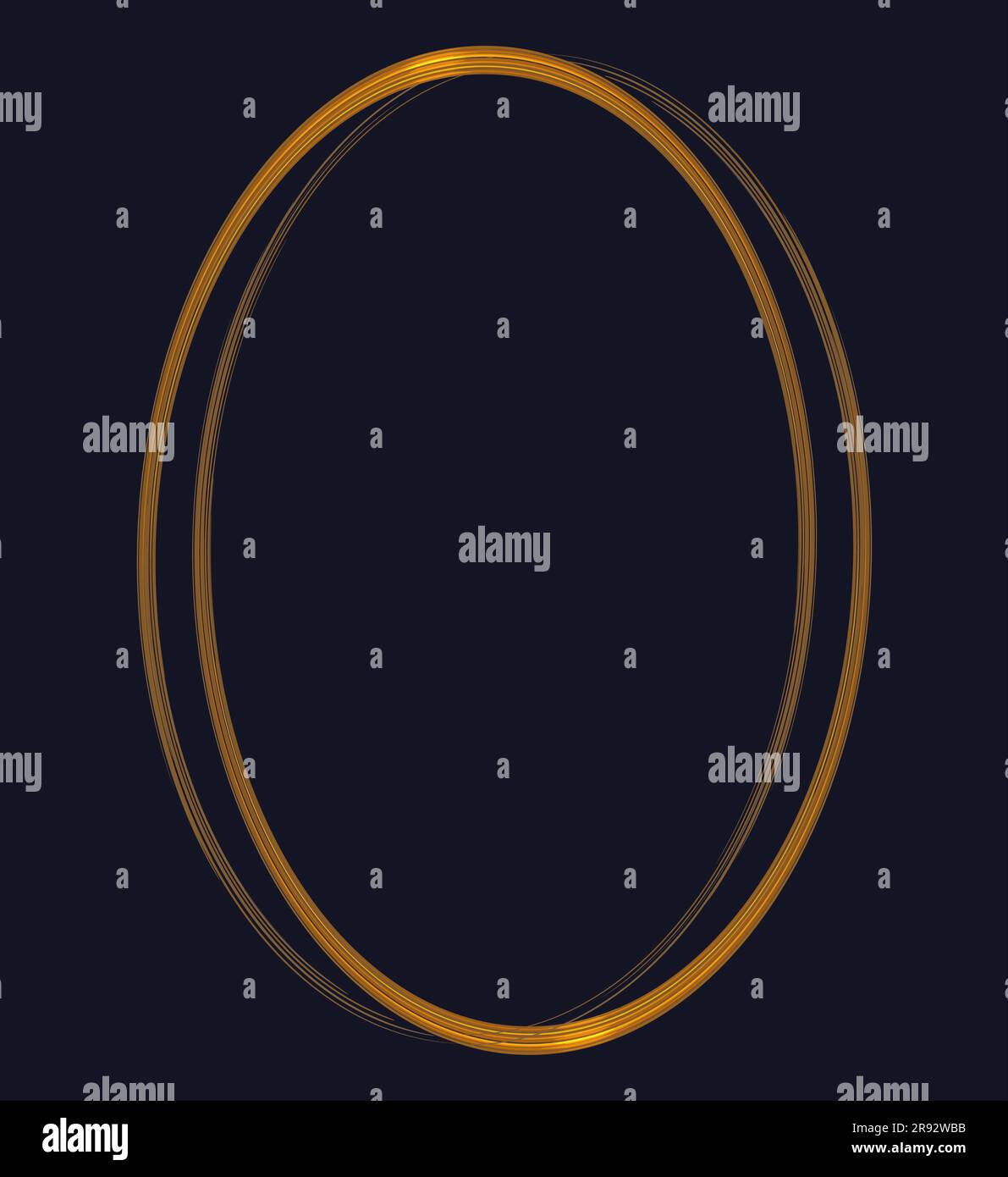 Golden vertical oval frame Decorative design element Copy space Vector ...