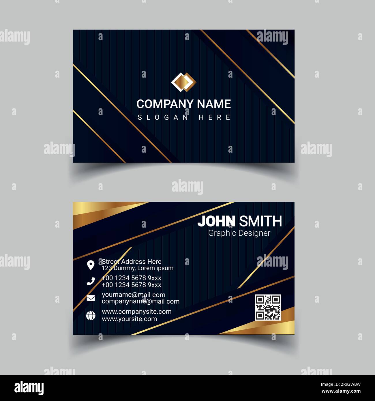 Professional business card design template for company or business. Two ...