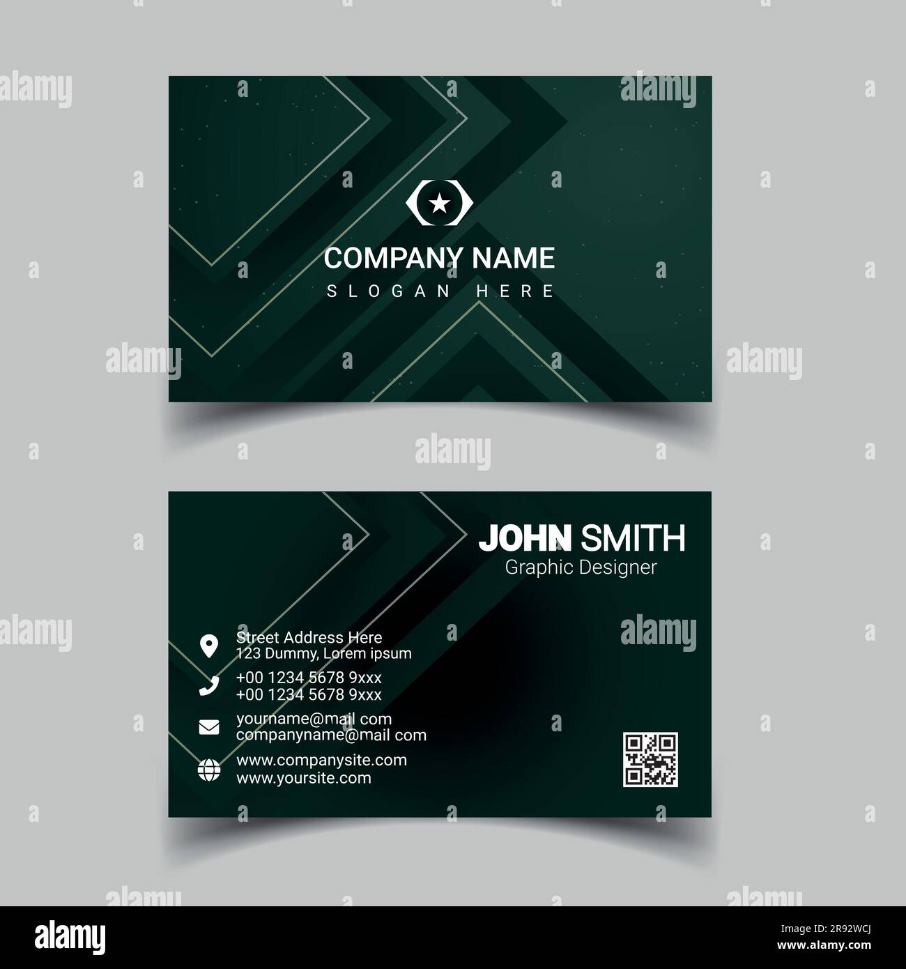 Professional business card design template for company or business. Two ...