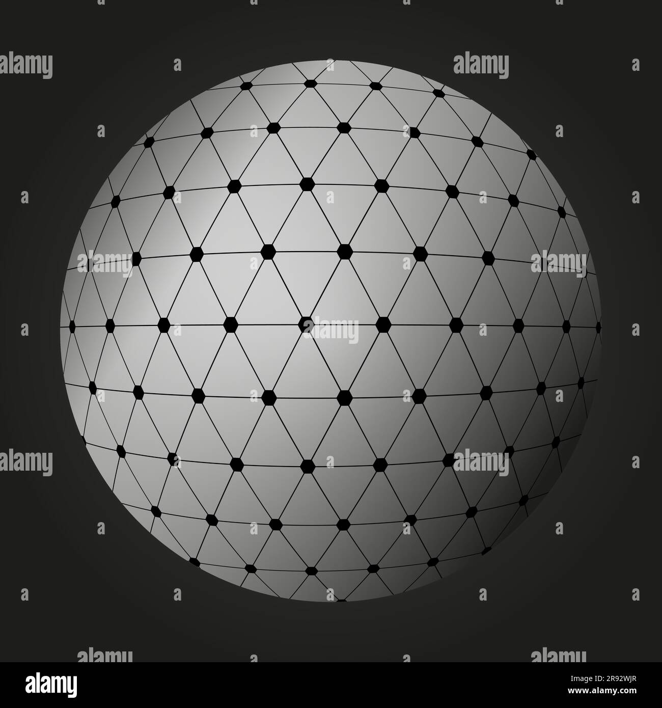 Sphere With Connected Lines Global Digital Connections Wireframe Illustration Black And White