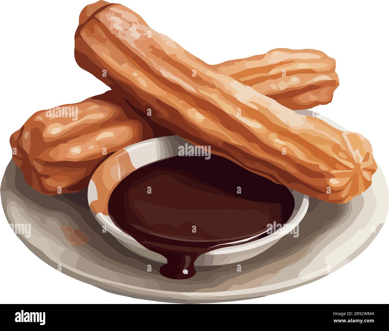 sweet churros with chocolate sauce Stock Vector Image & Art - Alamy