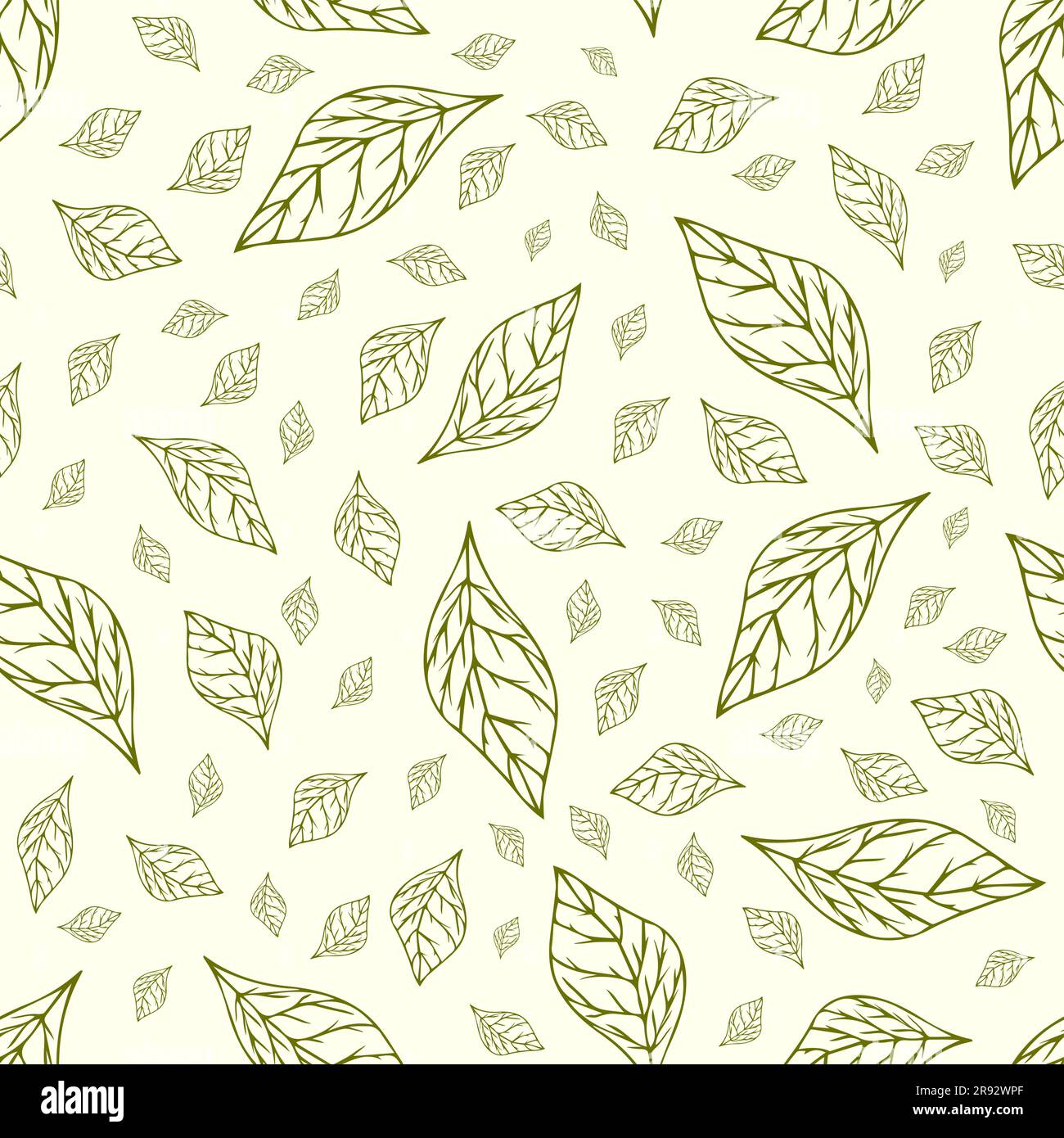 Leaf fall Doodle outline background Seamless pattern Vector ...