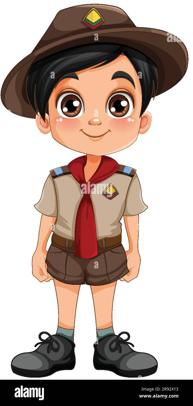 Boy scout in uniform cartoon character illustration Stock Vector Image ...