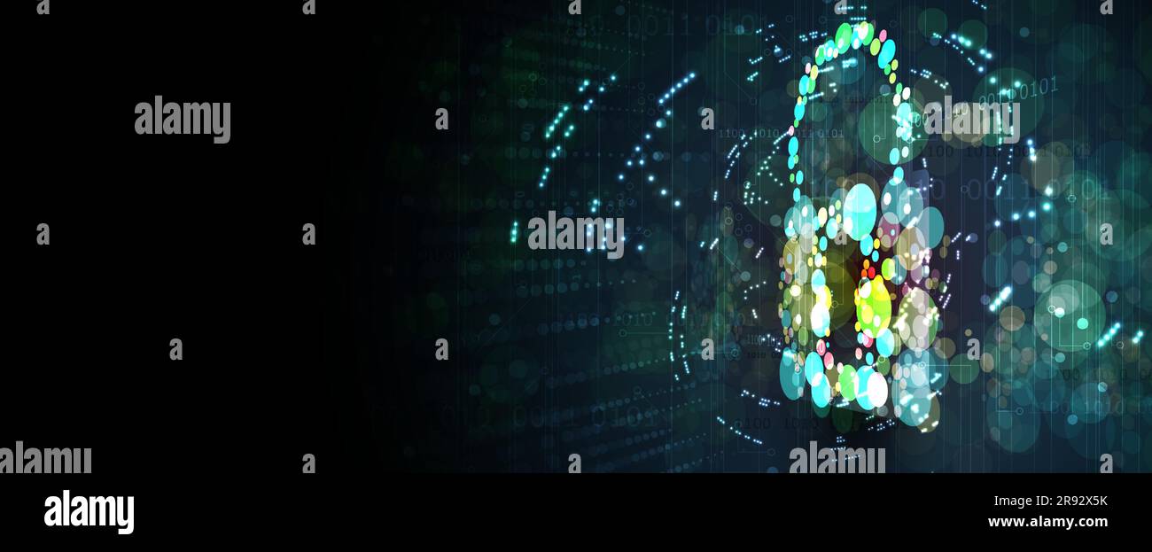 internet digital syber security technology concept for business background. Lock on circuit ...