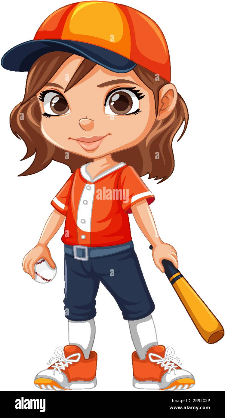 Cute Girl in Baseball Outfit Vector illustration Stock Vector Image ...