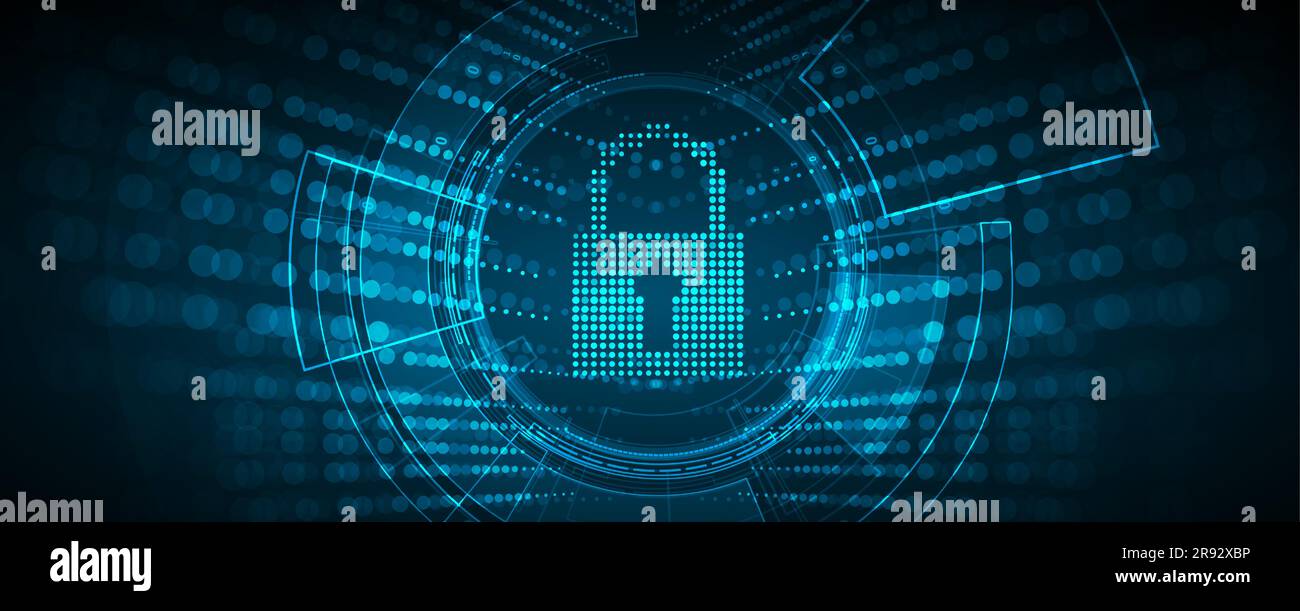internet digital syber security technology concept for business background. Lock on circuit ...