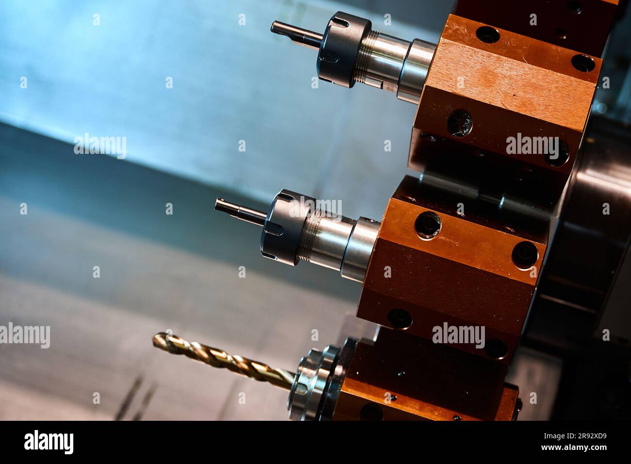Capstan head with drill of lathe machine tool at factory Stock Photo ...