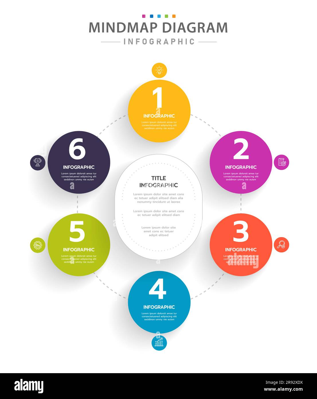 Infographic template for business. 6 Steps Modern Mindmap diagram with ...
