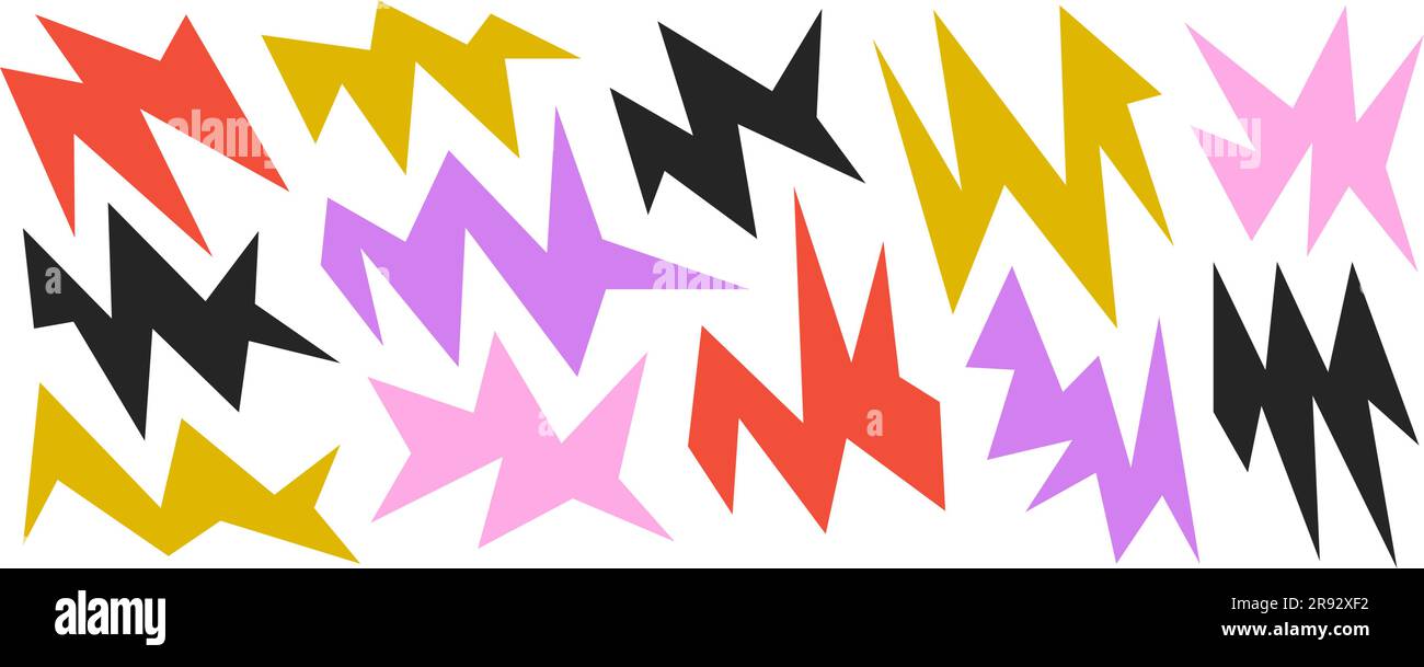 Colorful Sharp Irregular Shapes Set Abstract Bright Geometric Edgy Elements Collection