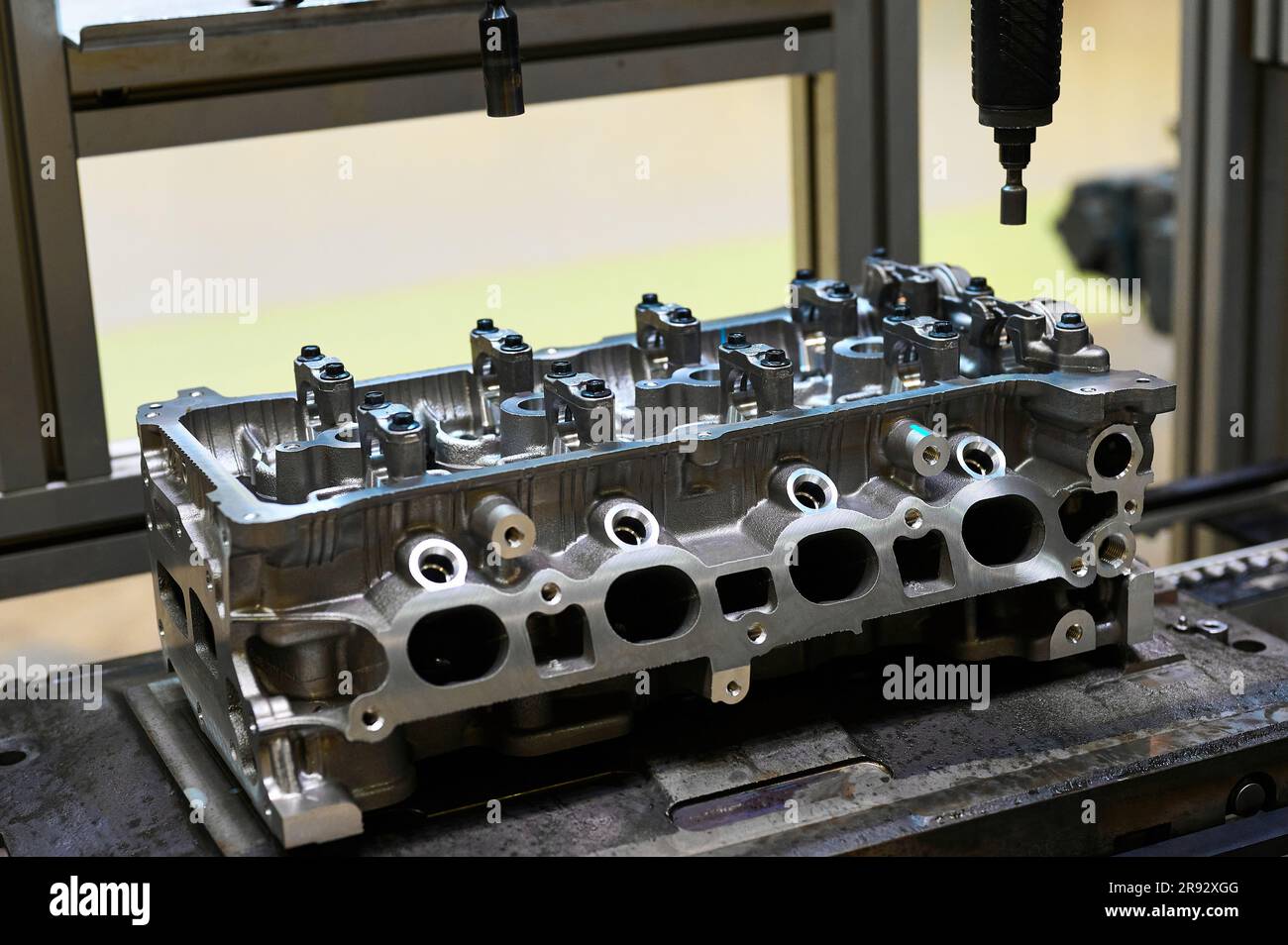 Cylinder heads of automobile engine ready for installation Stock Photo ...
