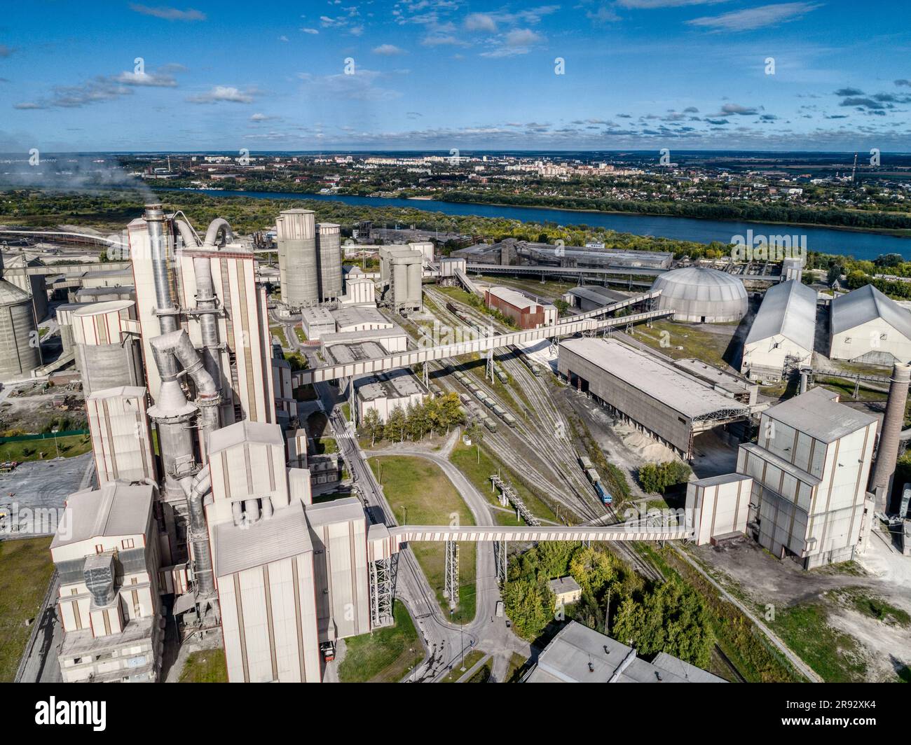 Modern cement plant at producing cement and lime process Stock Photo ...
