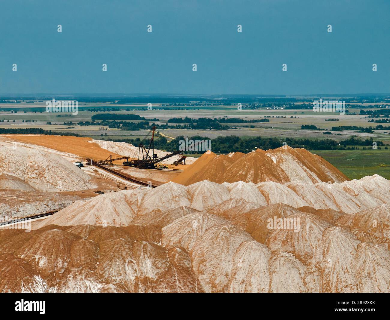 Sludge storage and huge dumps of potassium salt near water Stock Photo ...