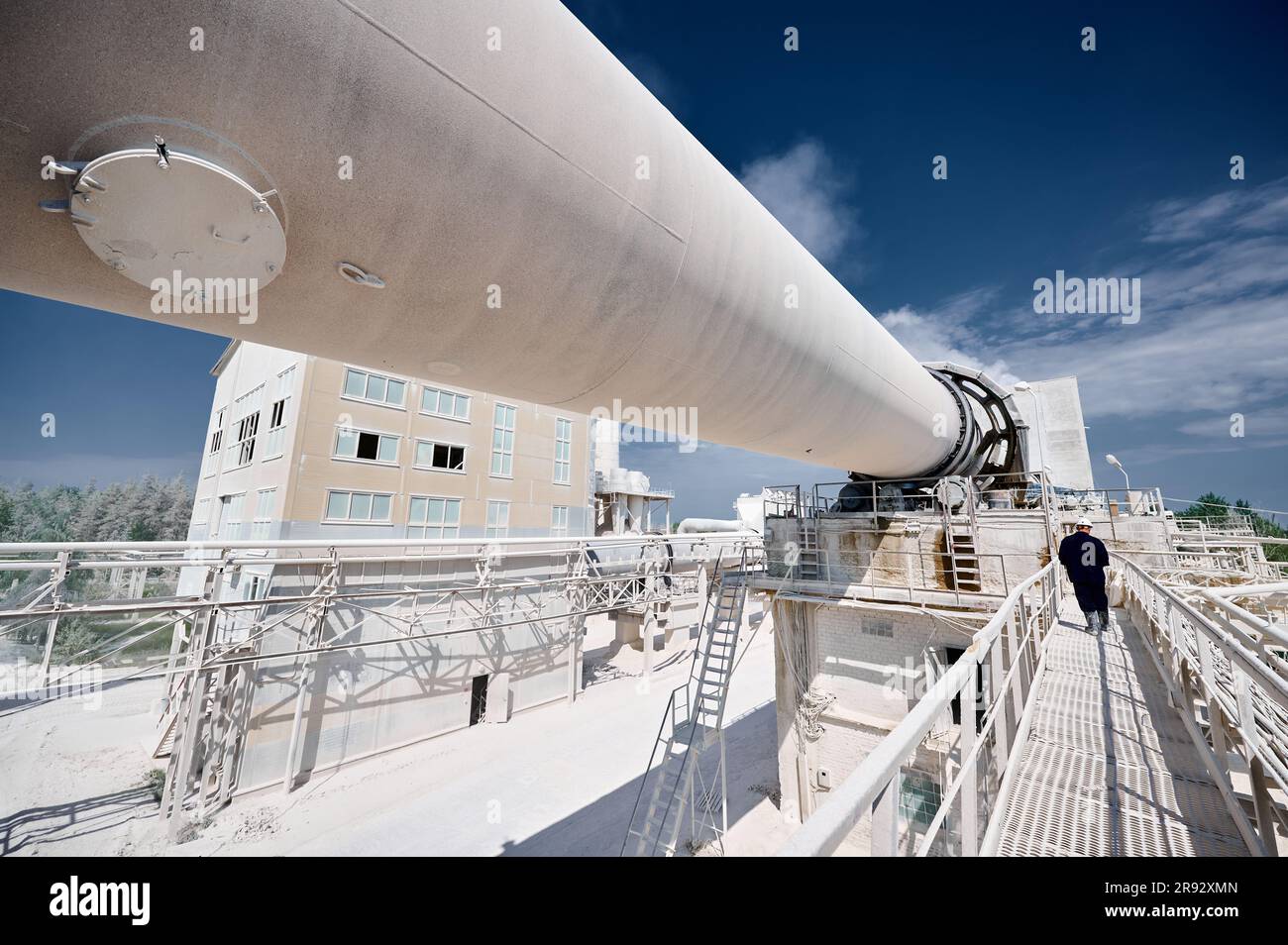 Powerful rotating kiln for calx roasting at production plant Stock ...