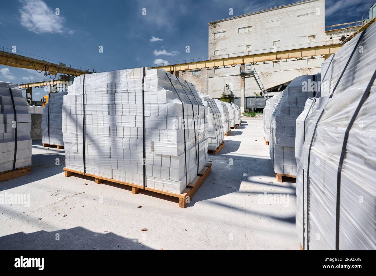 Finished silica bricks prepared for shipping in plant yard Stock Photo ...