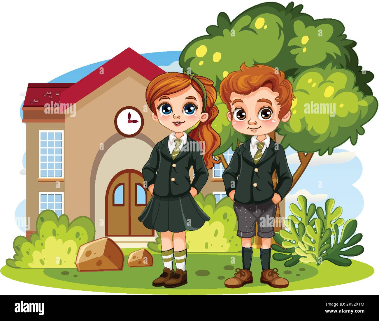Student boy and girl in uniform illustration Stock Vector Image & Art - Alamy