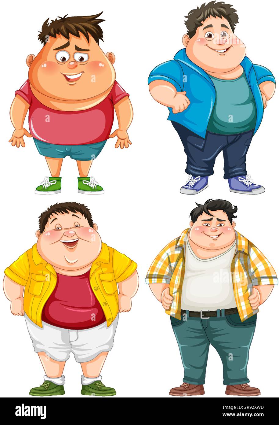 Set of overweight male cartoon illustration Stock Vector Image & Art ...
