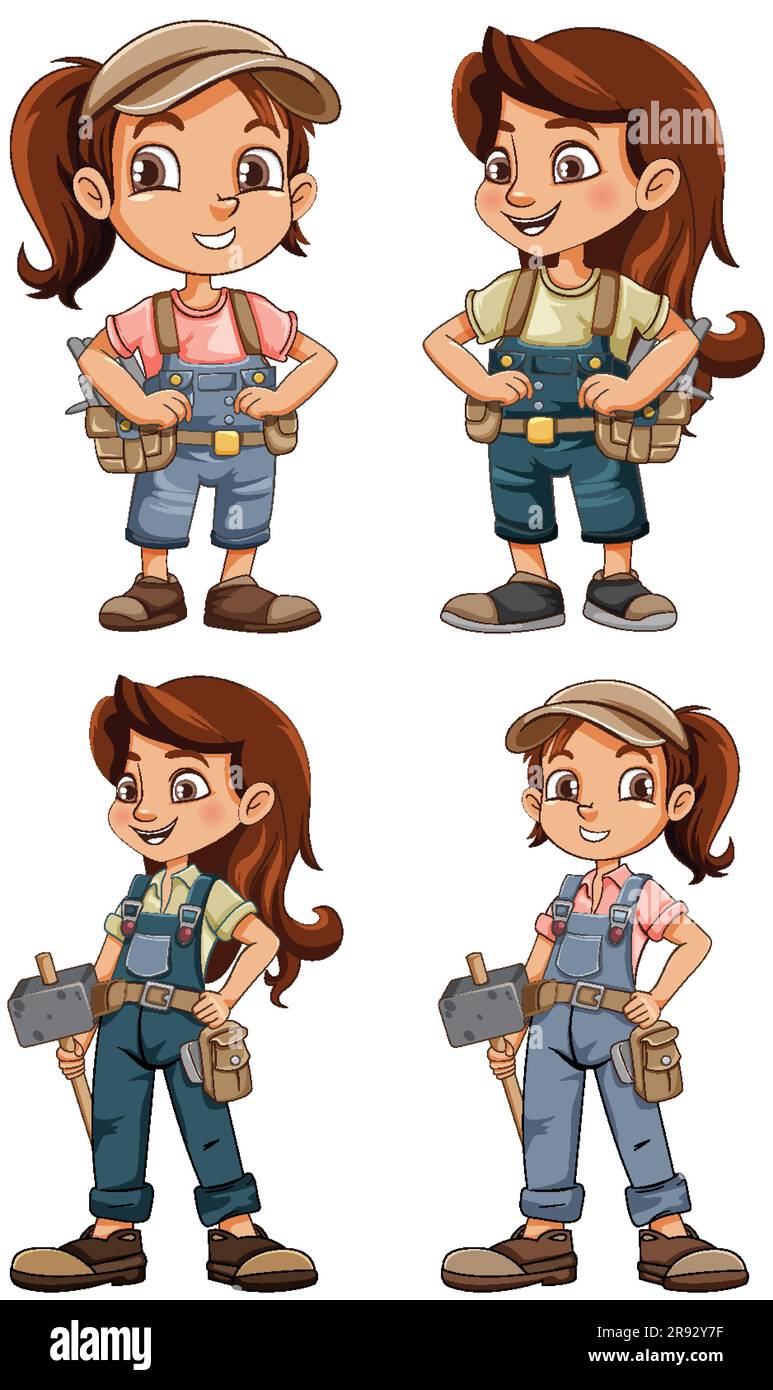 Set of handyman cartoon character illustration Stock Vector Image & Art ...