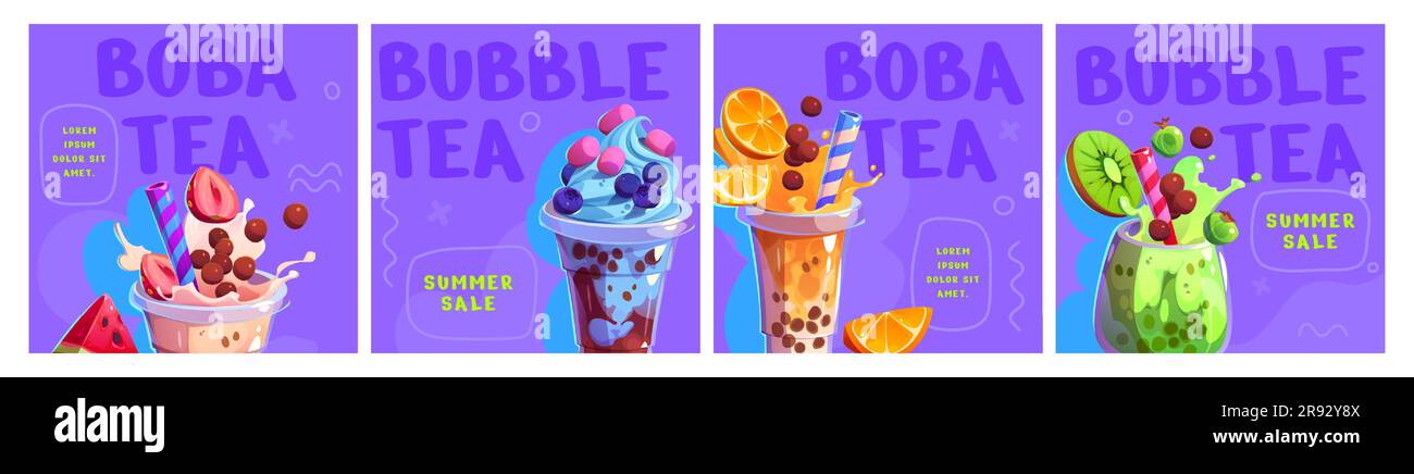 Ice tea bubble milk drink cup vector template. Pearl boba juice and ...