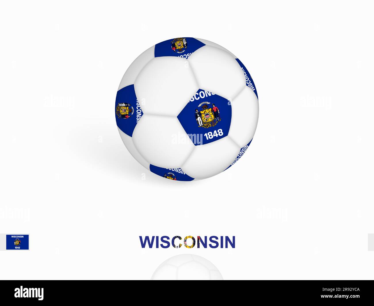 Soccer ball with the Wisconsin flag, football sport equipment. Vector ...
