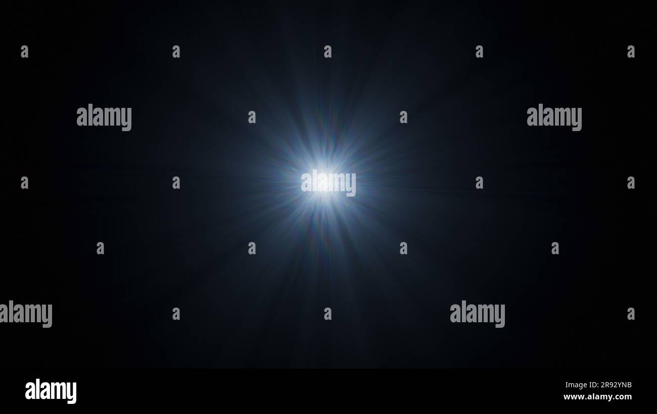 Blue spot of light with large amount waving beams from the center Stock ...