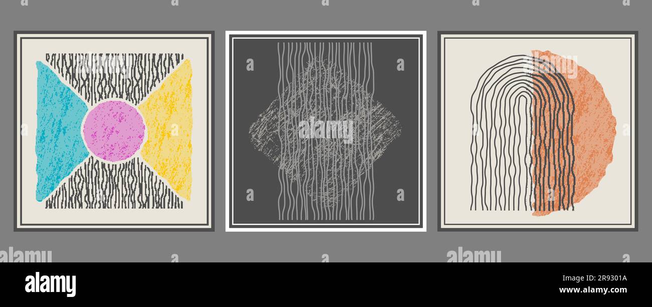 Abstract composition of distorted geometric shapes. A collection of ...