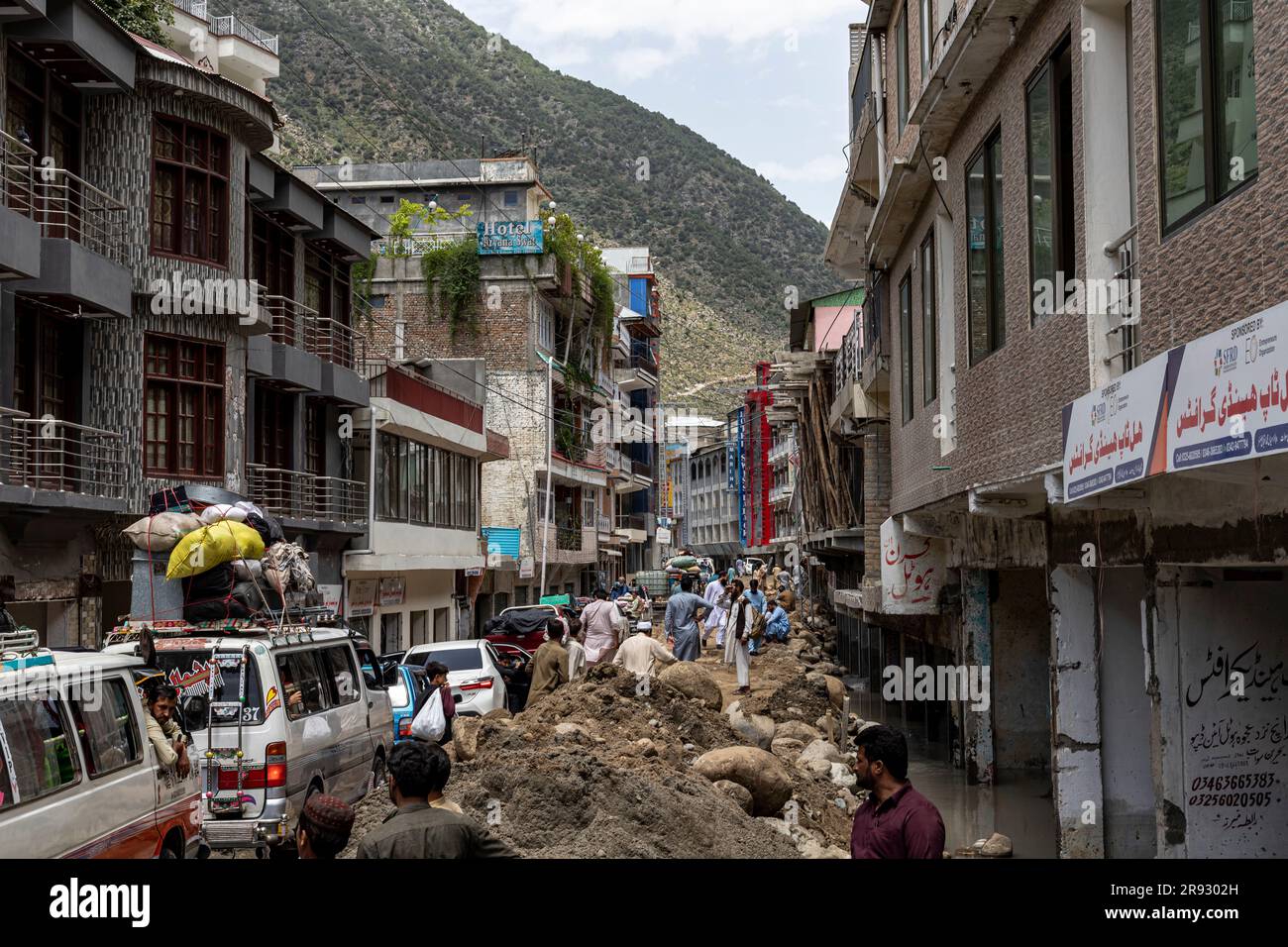 The bahrain swat valley main bazaar after flood catastrophic view of ...