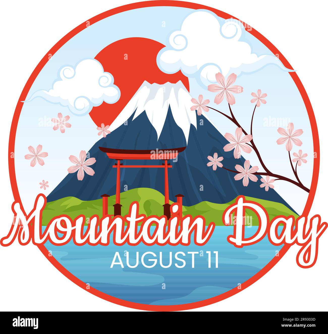 Mountain Day in Japan Vector Illustration on August 11 with Mount Fuji ...