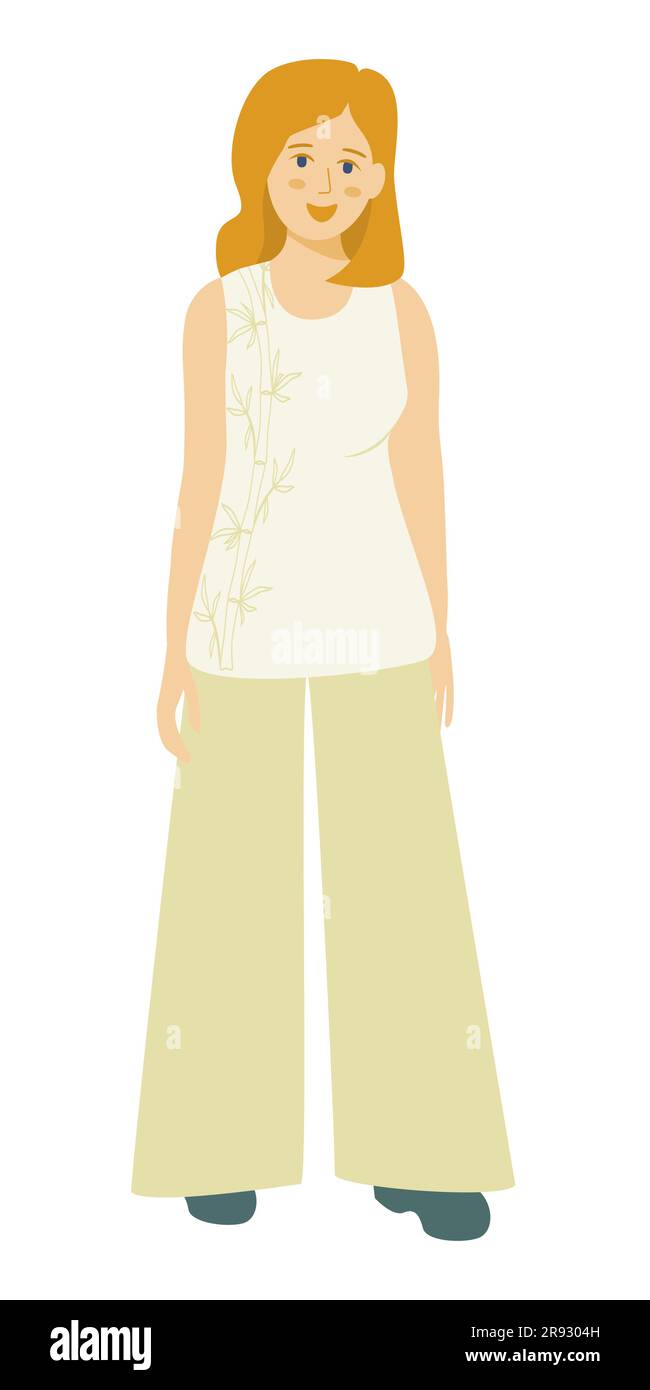 Young woman Full height portrait Design element Vector illustration ...
