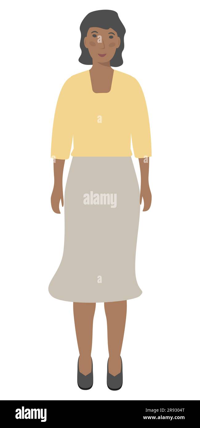 Middle-aged woman Full height portrait Front view Vector illustration ...