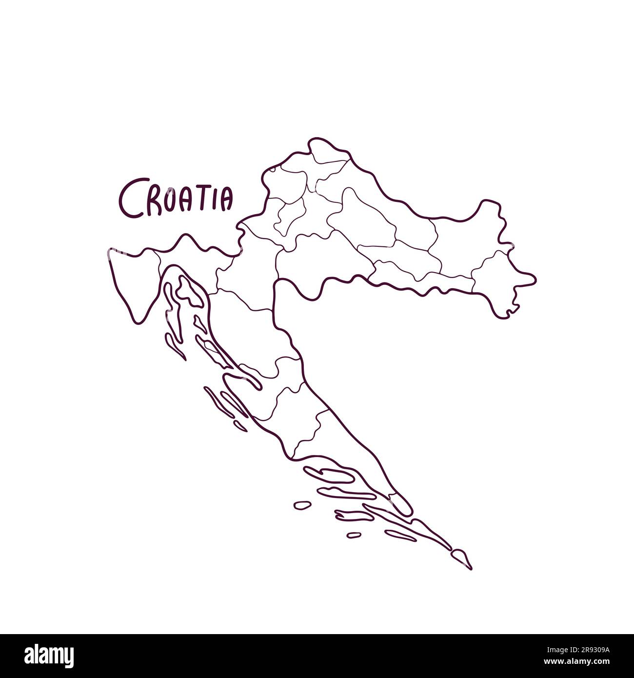 Hand Drawn Doodle Map Of Croatia. Vector Illustration Stock Vector ...