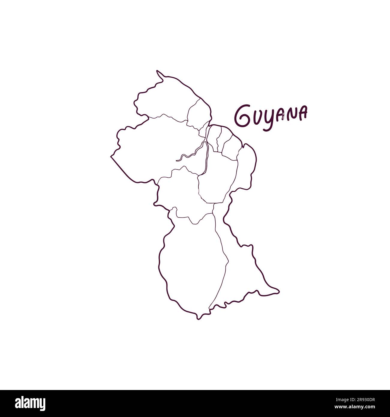 Hand Drawn Doodle Map Of Guyana. Vector Illustration Stock Vector Image & Art - Alamy