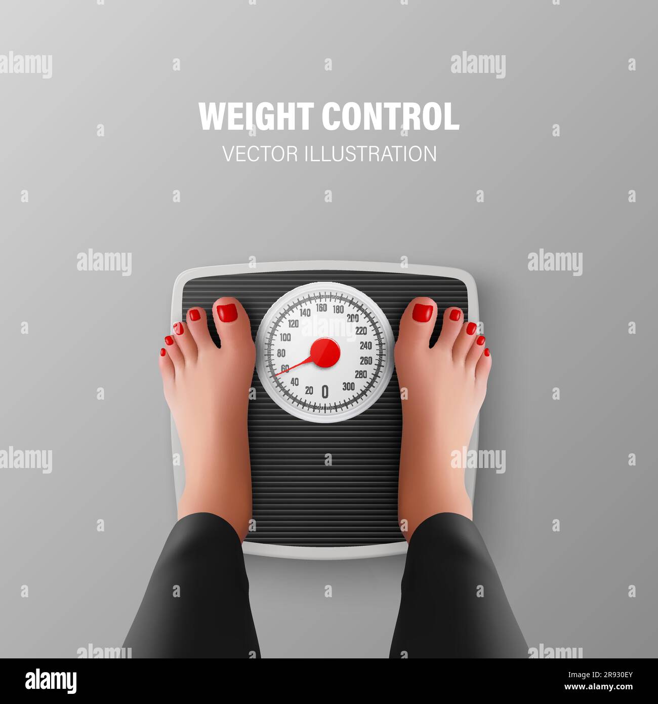 Vector 3d Realistic Bathroom Scales And Female Feet In Top View Weight