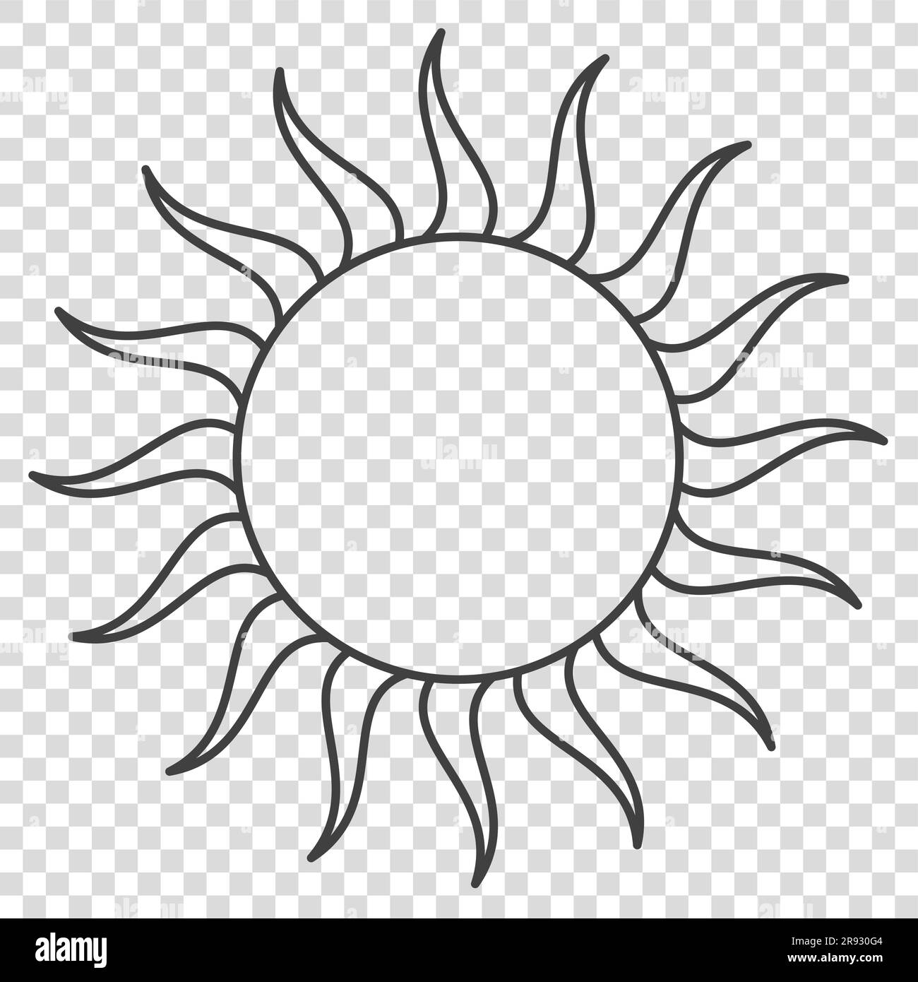 Tribal flaming sun stencil Outline vector illustration Isolated on ...