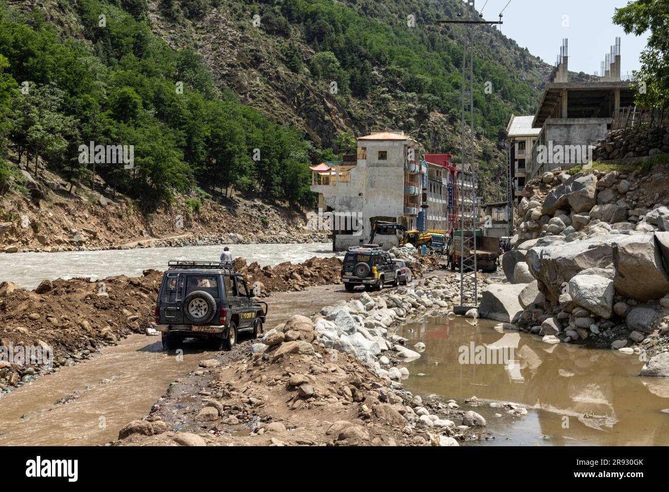 Post flood view of the affected Bahrain Bazar and main Kalam bahrain ...