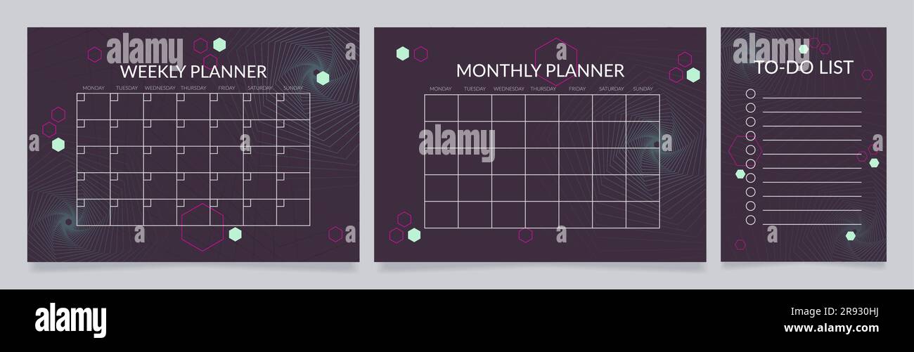 Schedules worksheet design template set Stock Vector Image & Art - Alamy