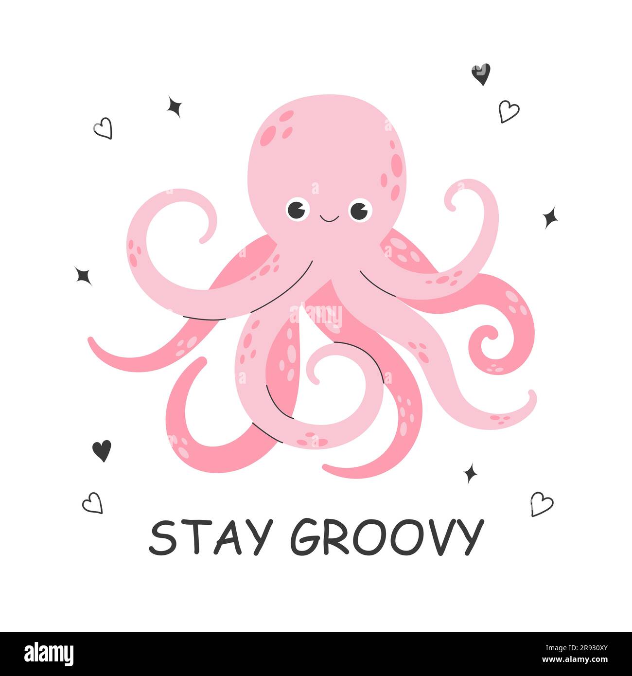 Cute smiling octopus with doodle elements Stock Vector Image & Art - Alamy