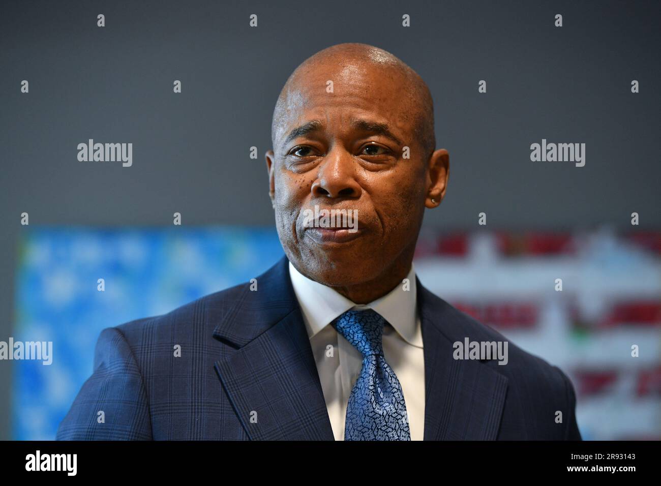 Mayor Eric Adams delivers remarks at the grand re-opening of the ...