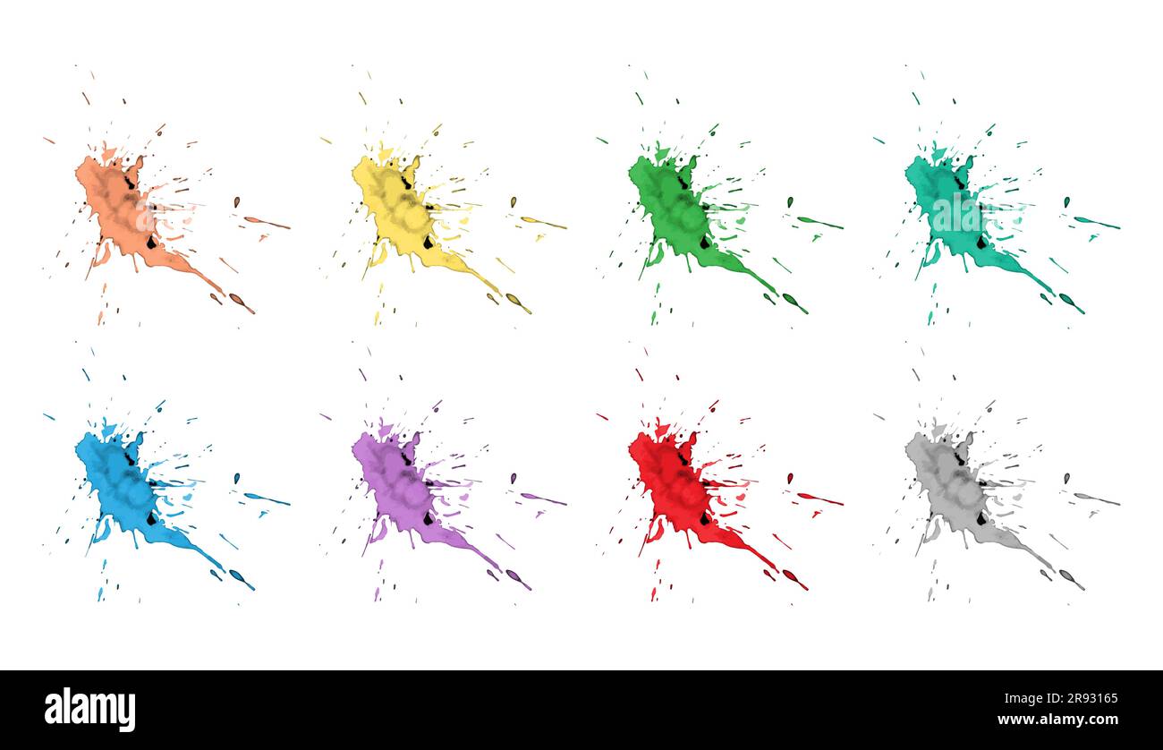A set of colored blots, brushstroke. Template for creative design ...
